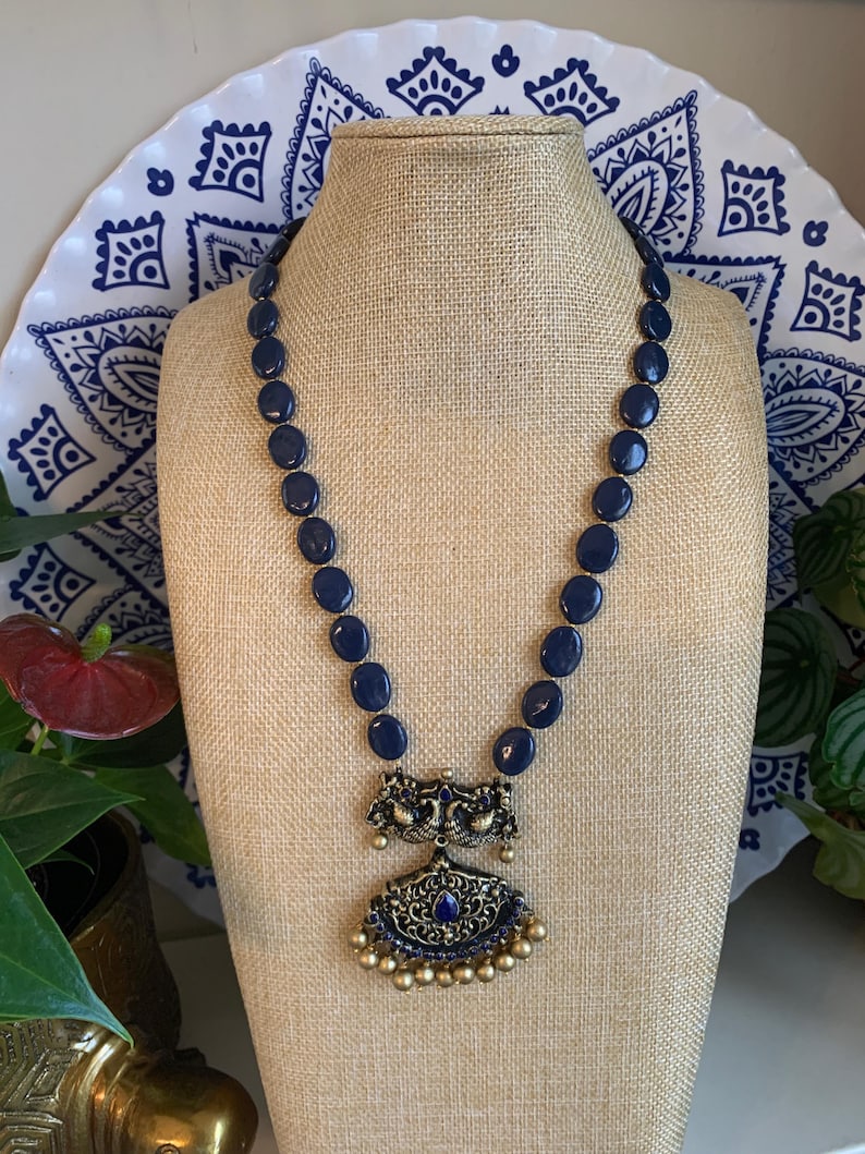 Handmade Dark Blue Terracotta Indian Jewelry | Traditional Ethnic ...