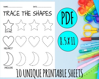 Trace the Shape, Match the Shape, Printable Educational Worksheets ...