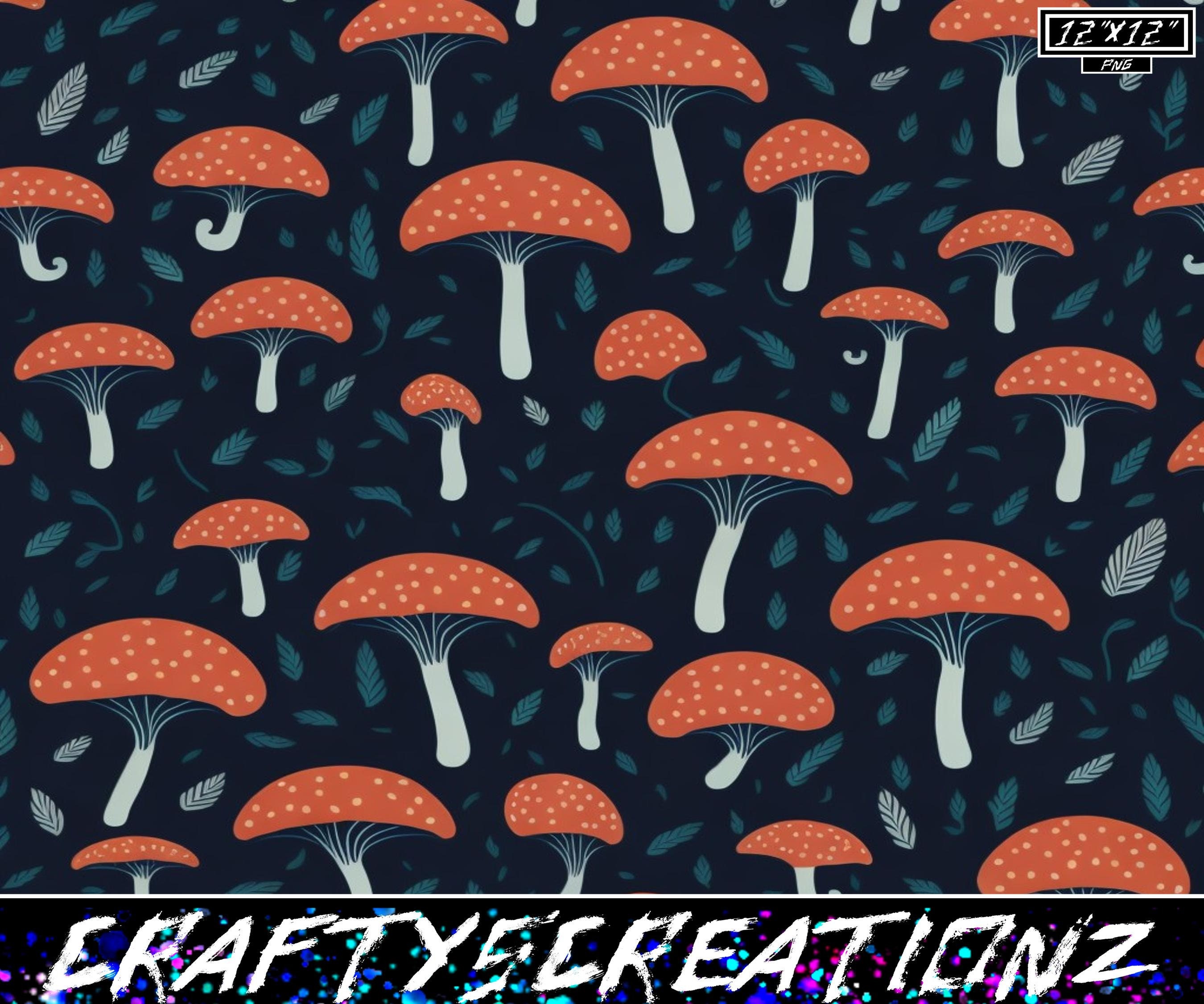 Mushroom Digital Pattern PNG Seamless Scrapbook Paper Fungi Background ...