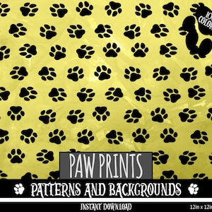 100 Seamless Paw Print Digital Pattern PNG | Dog Scrapbook Paper | 100 ...