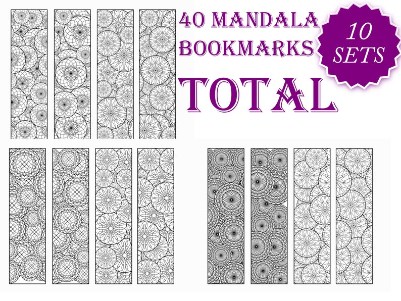 Mandala Coloring Bookmarks | 40 Total Bookmarks 8.5 X 11 Instant ...