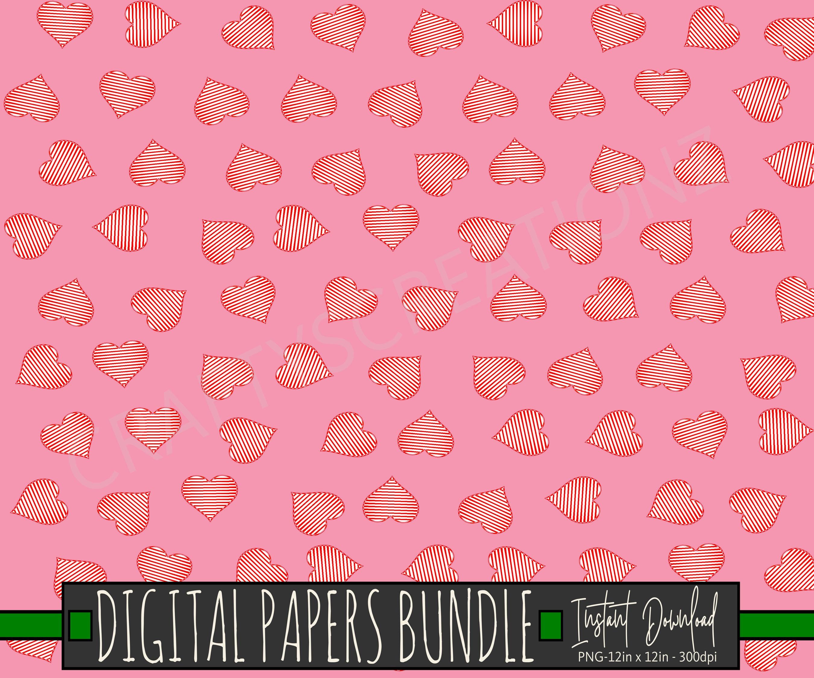 Love Hearts Digital Paper Pattern PNG Heart Scrapbook Paper 100 ...