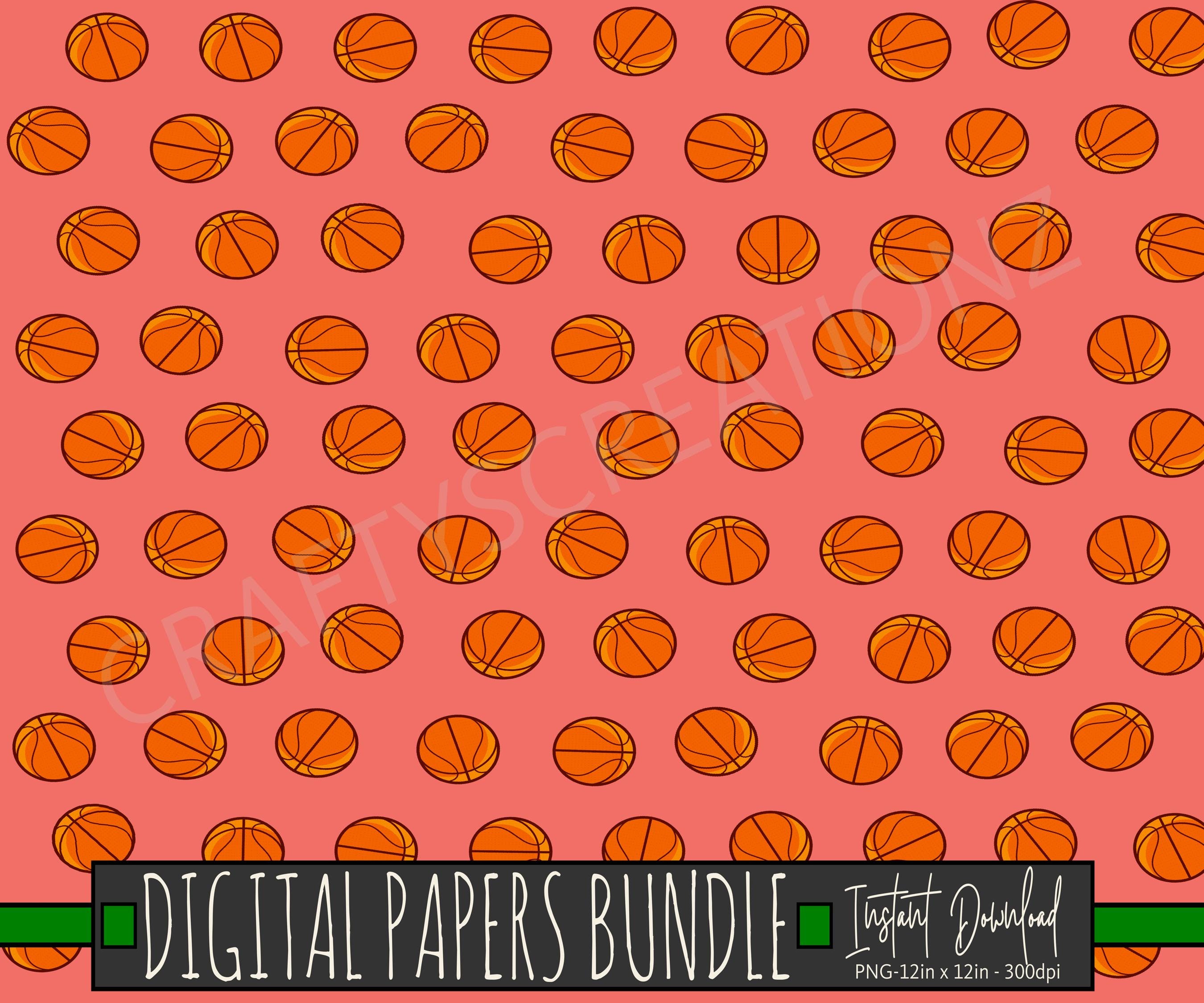 Basketball Digital Paper Pattern PNG Sports Scrapbook Paper 100 ...