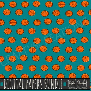 Basketball Digital Paper Pattern PNG | Sports Scrapbook Paper | 100 ...