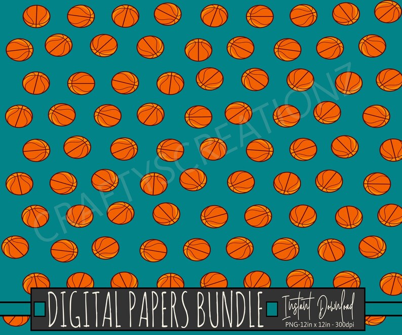 Basketball Digital Paper Pattern PNG Sports Scrapbook Paper 100 ...