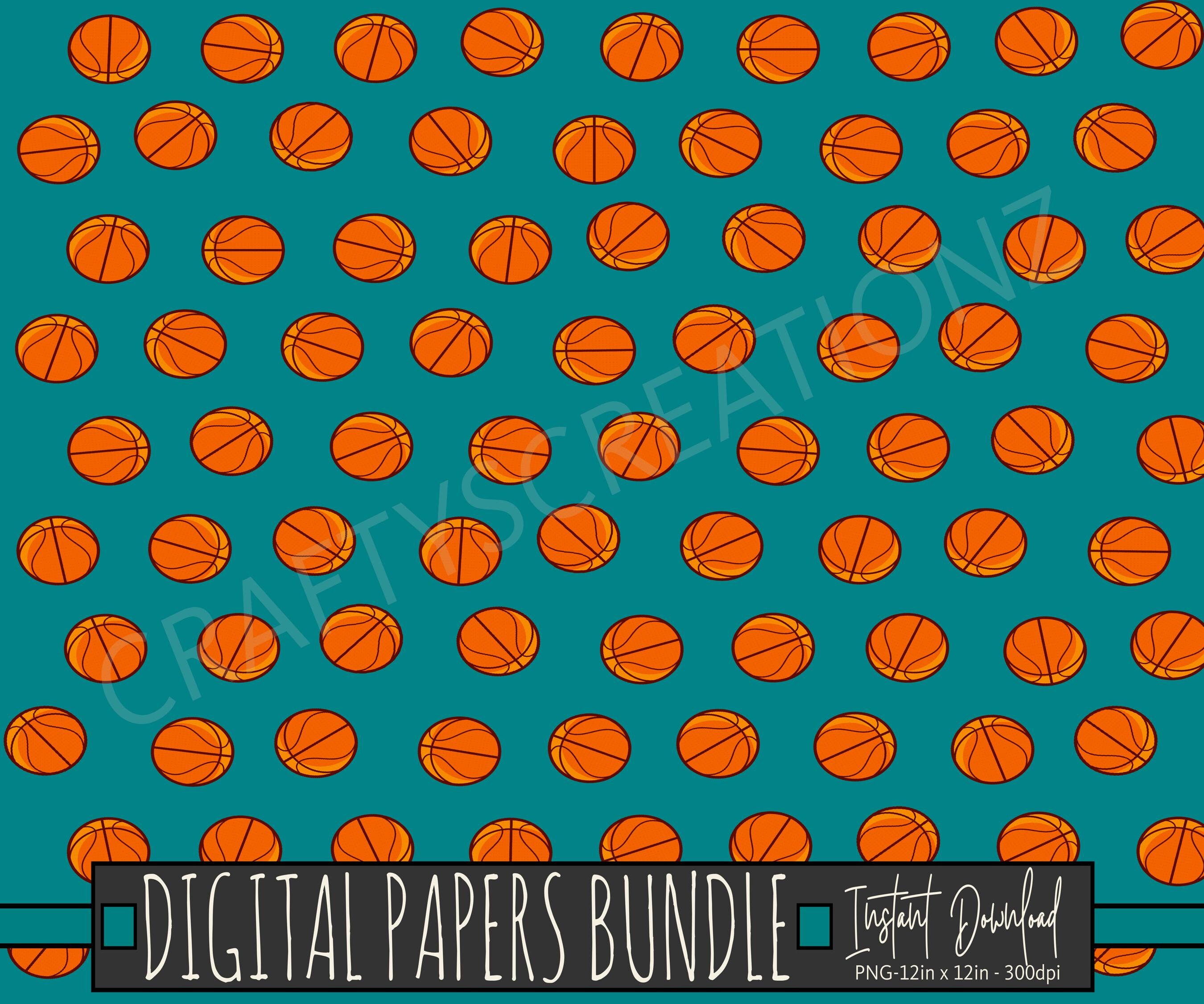 Basketball Digital Paper Pattern PNG Sports Scrapbook Paper 100 ...