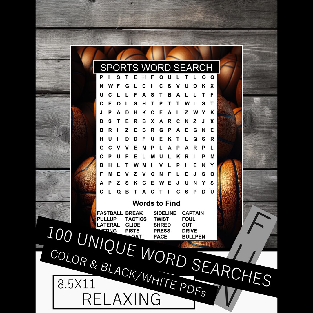 100 Sports Word Search Printable Puzzles, Themed Wordsearch Book Bundle ...