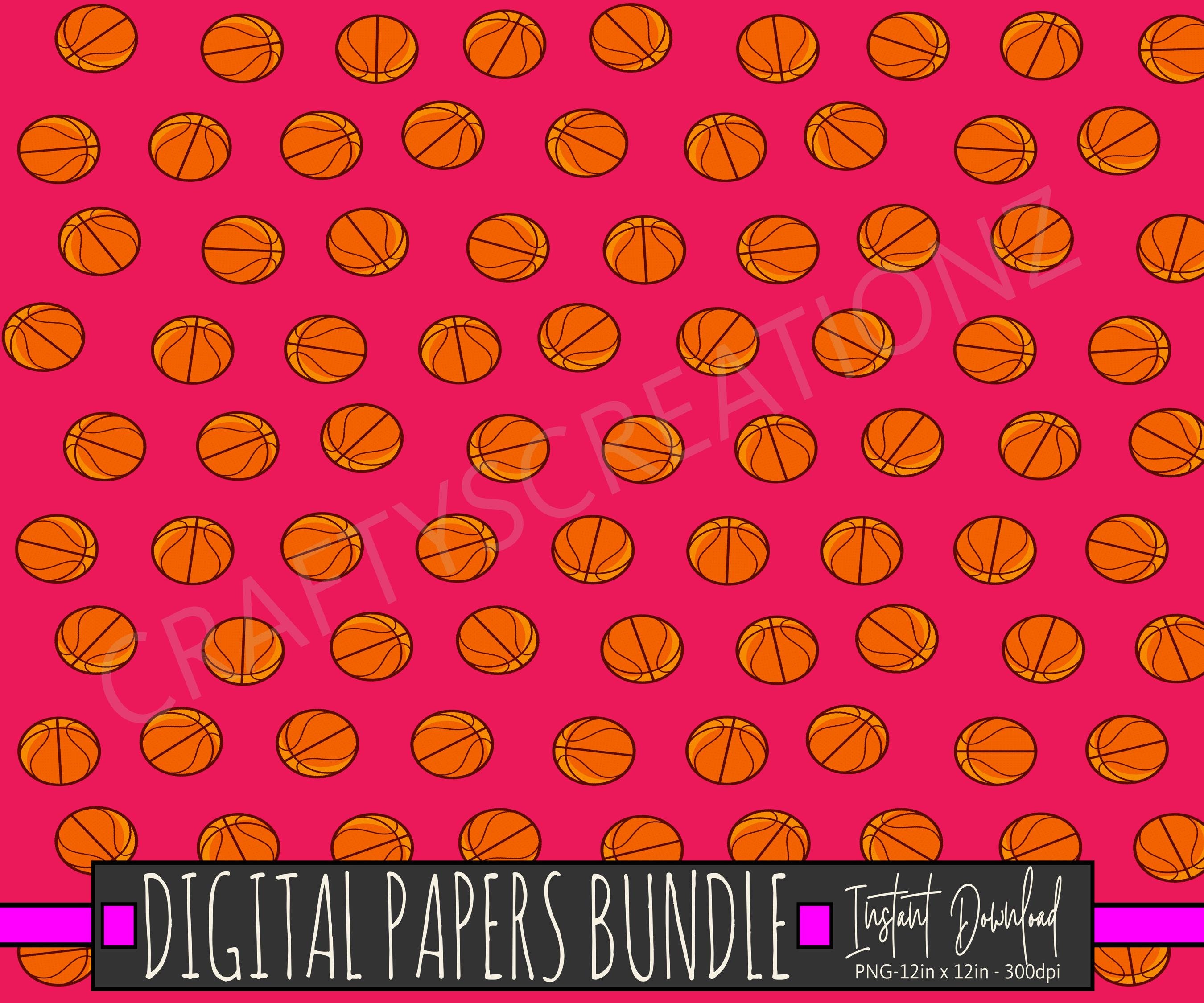 Basketball Digital Paper Pattern PNG Sports Scrapbook Paper 100 ...