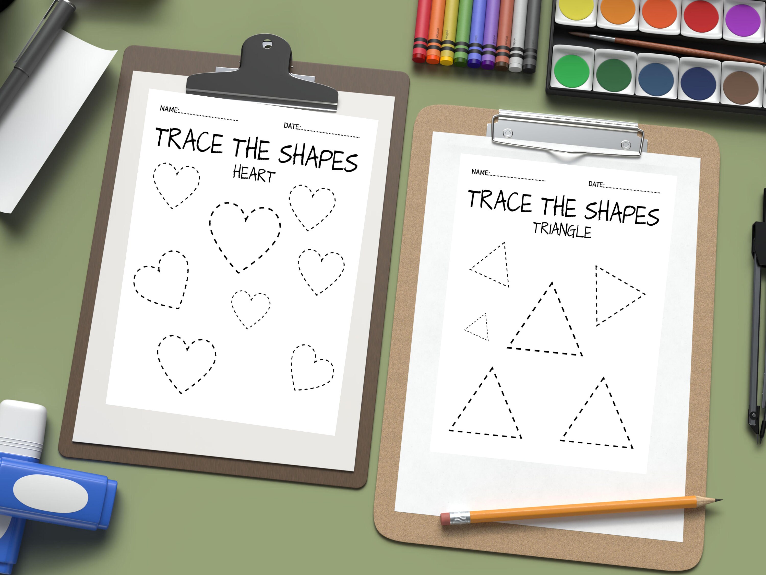 Trace the Shapes PDF Printable Worksheets Preschool Kindergarten ...