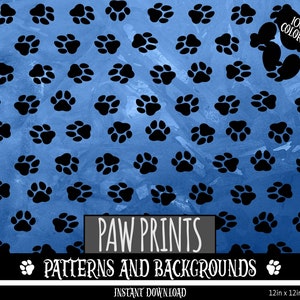 100 Seamless Paw Print Digital Pattern PNG | Dog Scrapbook Paper | 100 ...