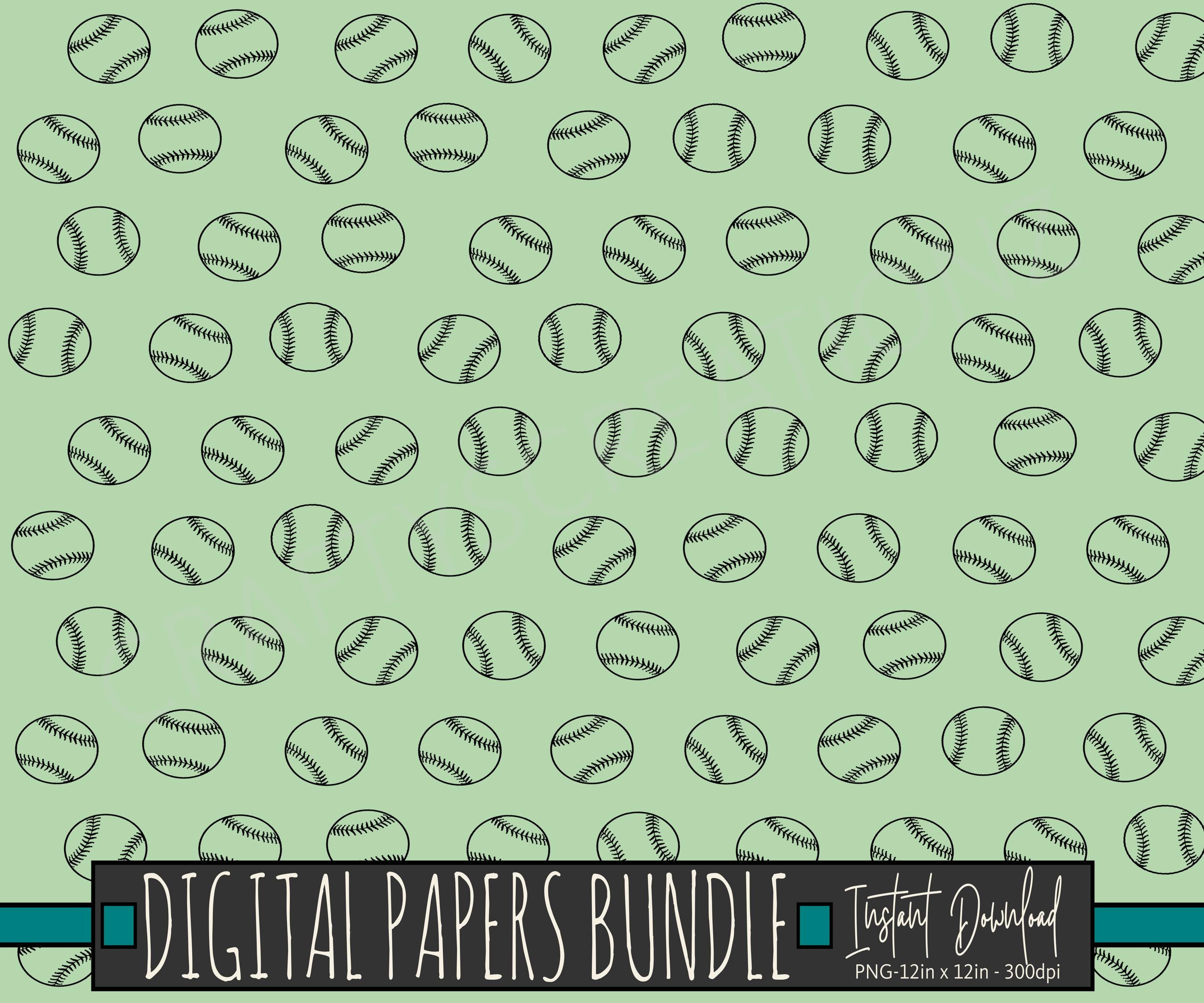 Baseball Digital Paper Pattern PNG Sports Field Scrapbook Paper 100 ...