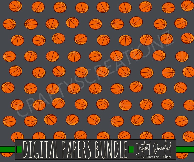 Basketball Digital Paper Pattern PNG Sports Scrapbook Paper 100 ...