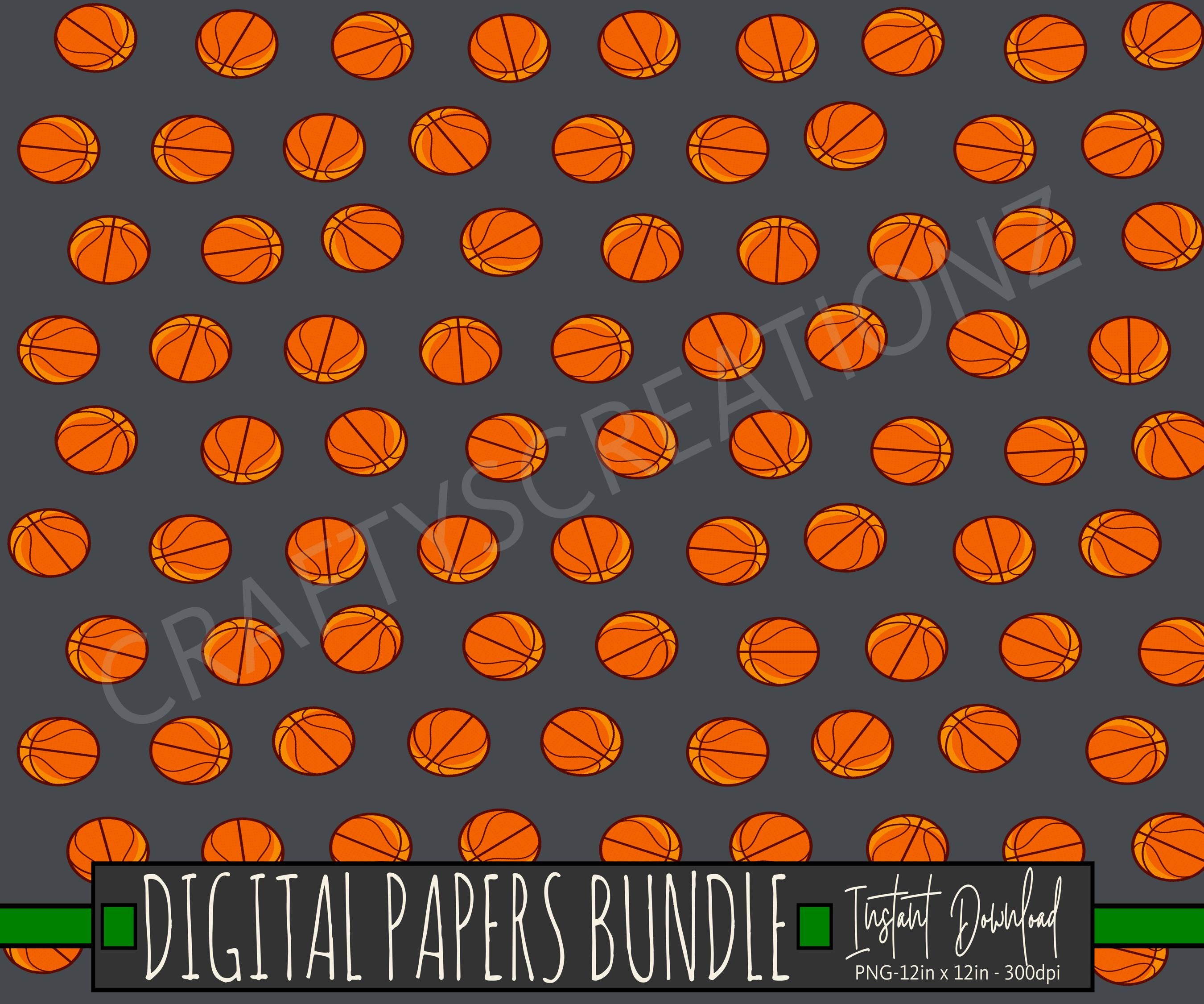 Basketball Digital Paper Pattern PNG Sports Scrapbook Paper 100 ...