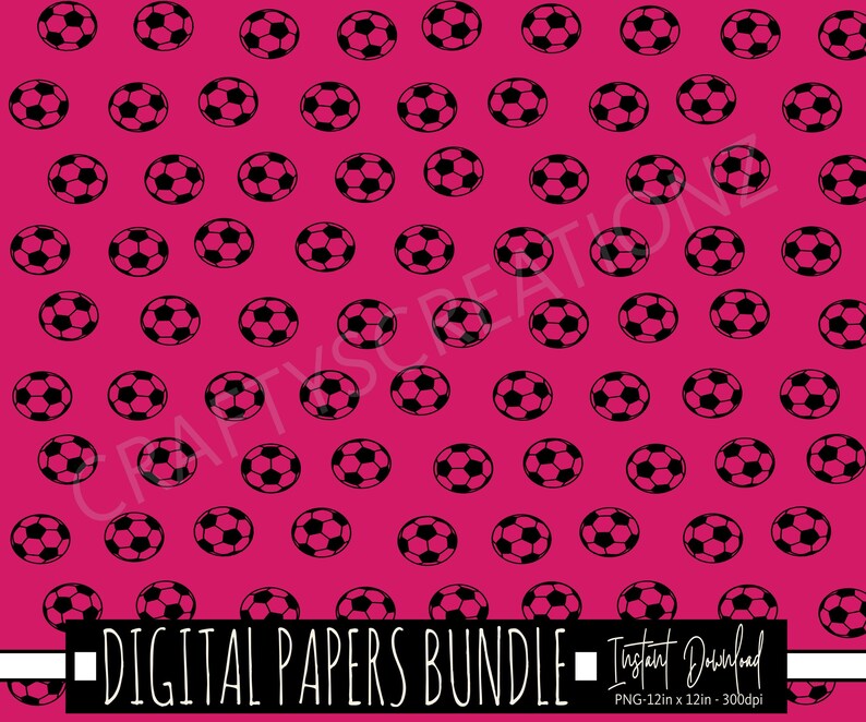 Soccer Ball Digital Paper Pattern PNG Sports Paper Scrapbook 100 ...