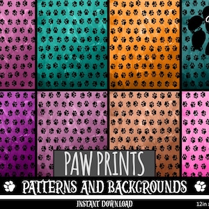 100 Seamless Paw Print Digital Pattern PNG | Dog Scrapbook Paper | 100 ...