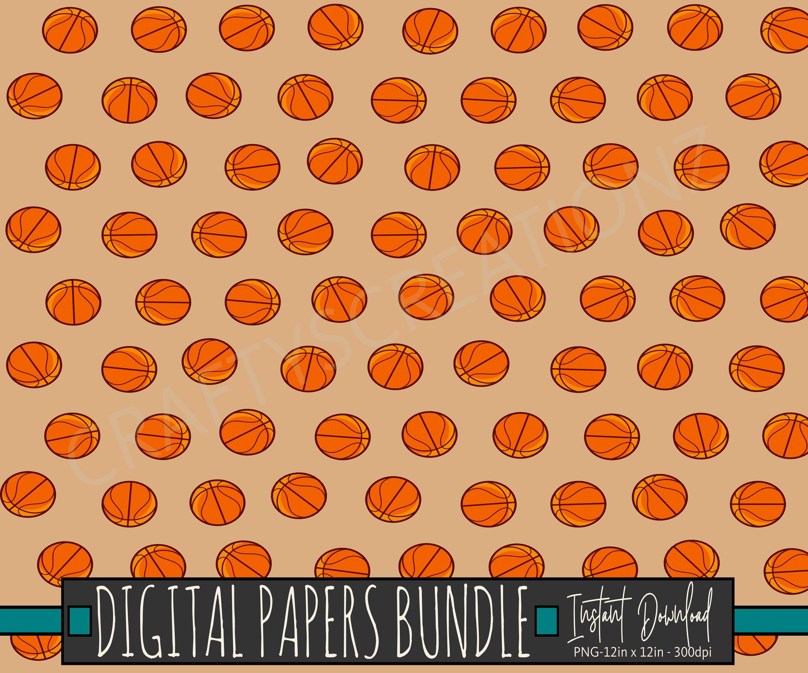 Basketball Digital Paper Pattern PNG Sports Scrapbook Paper 100 ...