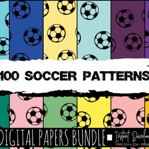 Soccer Ball Digital Paper Pattern PNG | Sports Paper Scrapbook | 100 ...
