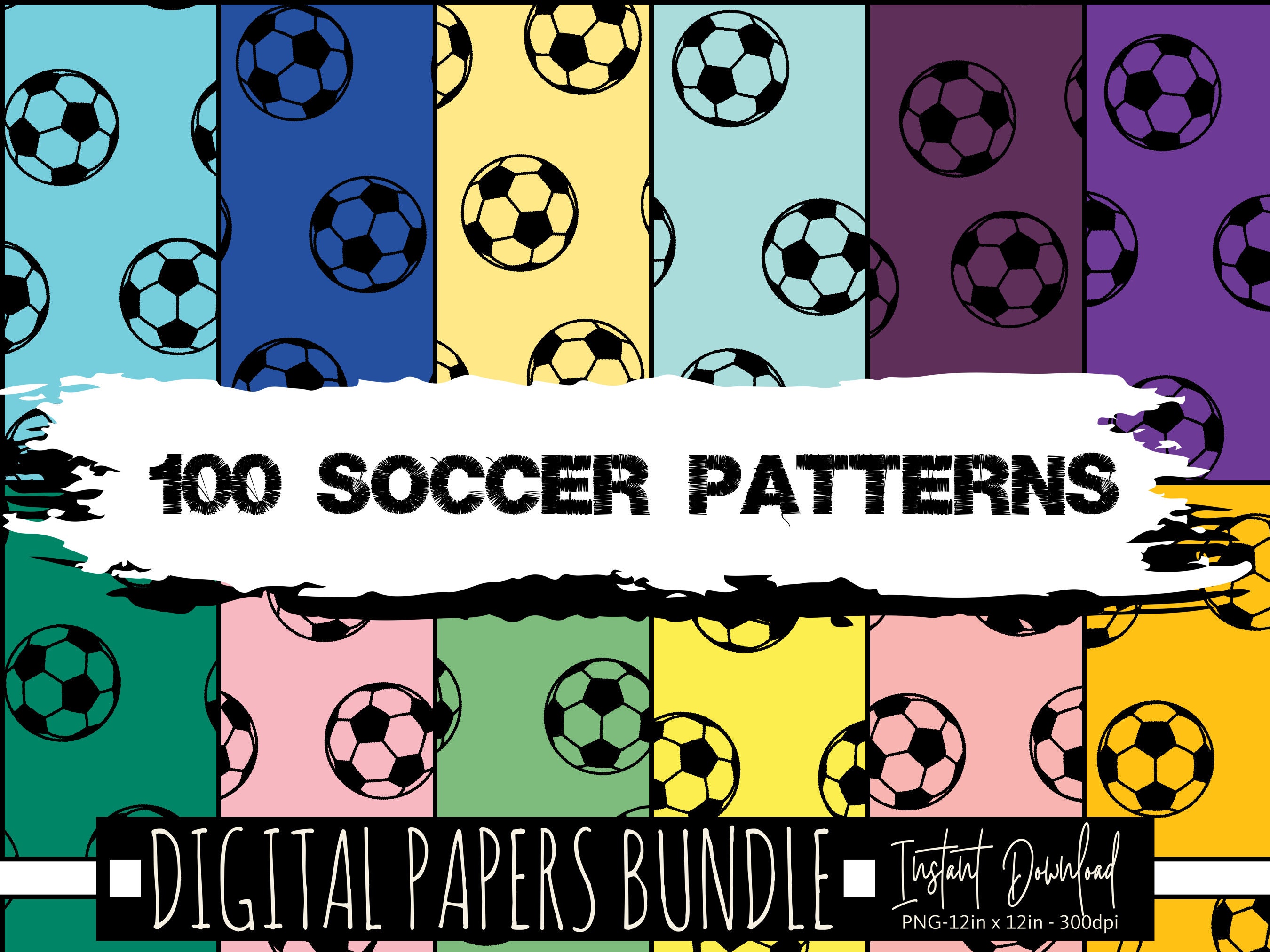 Soccer Ball Digital Paper Pattern PNG Sports Paper Scrapbook 100 ...