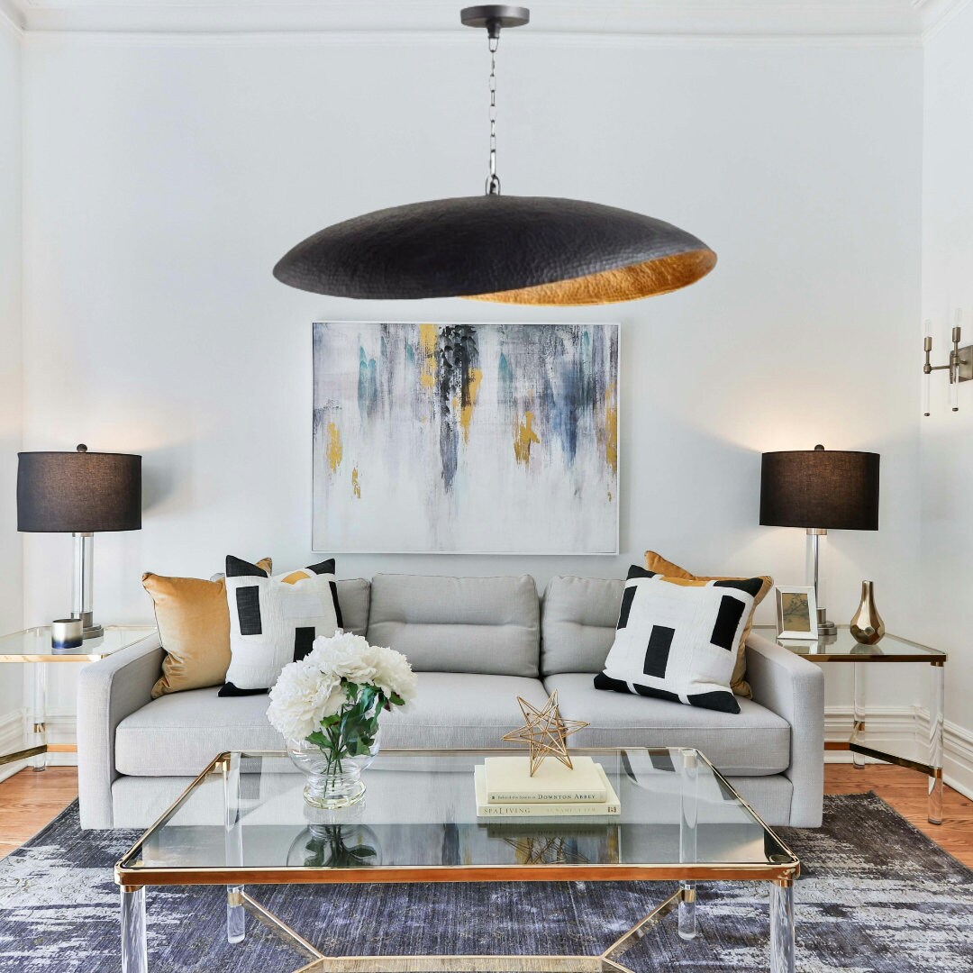 Obsidian Charm Handcrafted Moroccan Leaf Pendant Light - Etsy