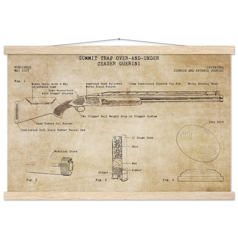 Guerini Trap Gun Patent Print, Vintage Firearms Wall Art, Unique Decor ...