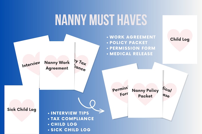 Nanny Binder: Medical Records, Child Log, Contract, Policies, Forms ...