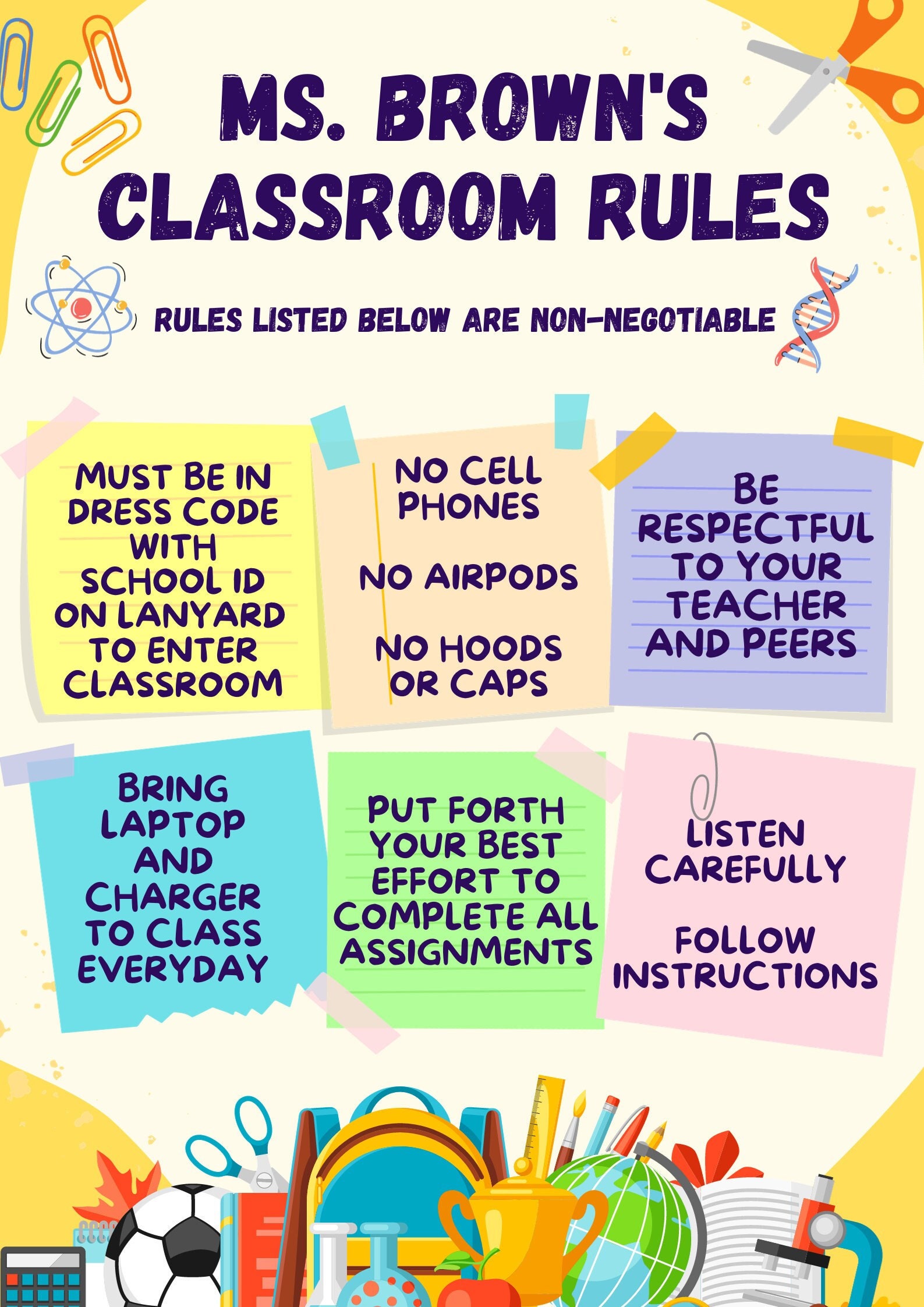 Customizable Classroom Rules Template - Etsy