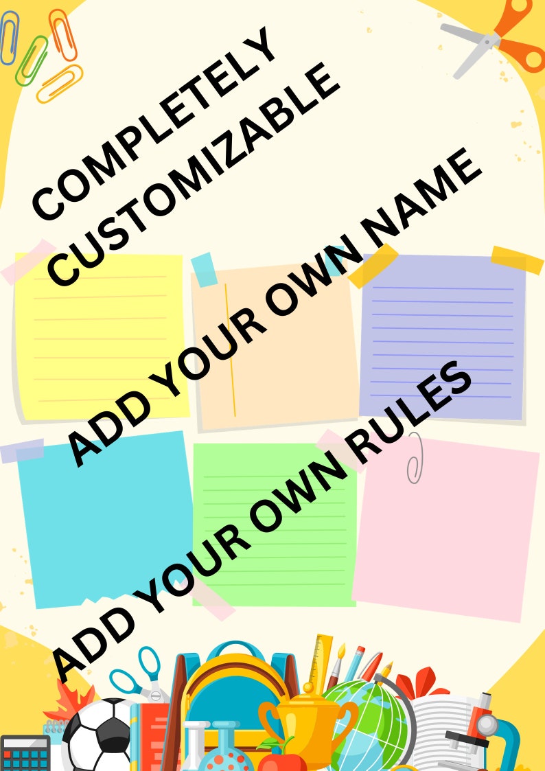 Customizable Classroom Rules Template - Etsy