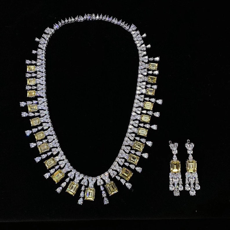Fabulous Jewelry Set CANARY DIAMOND Necklace Exquisite Jewelry - Etsy