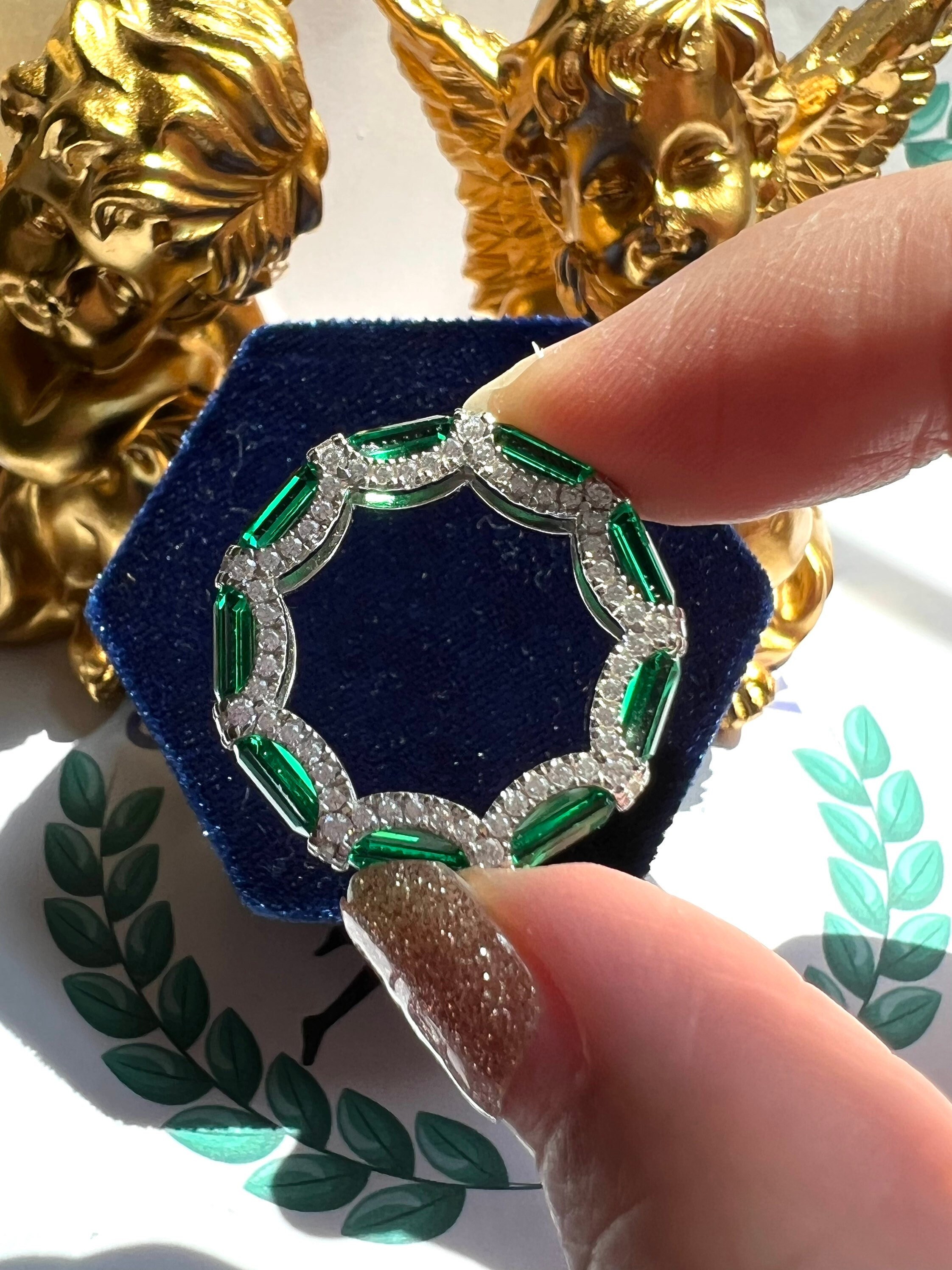 Full of Stone Eternity Band Emerald 7x5mm Fabulous Engagement - Etsy