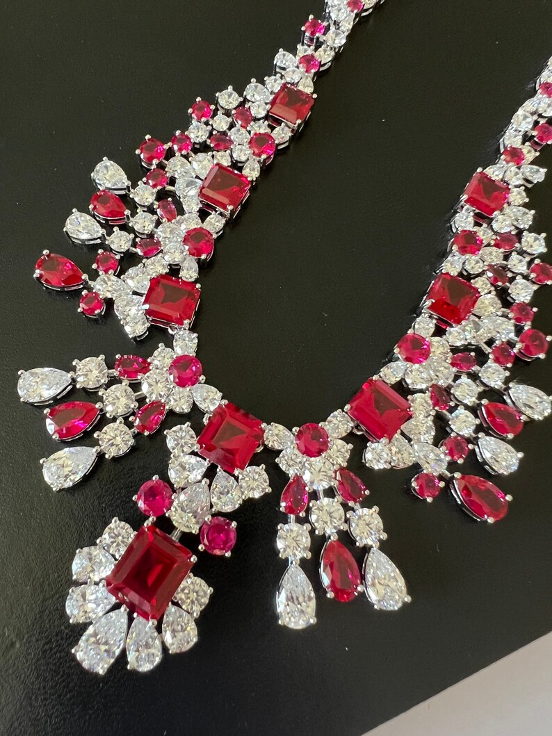 WEDDING Party Bridal Necklace, Luxury Necklace, Full of Doublet Emerald ...