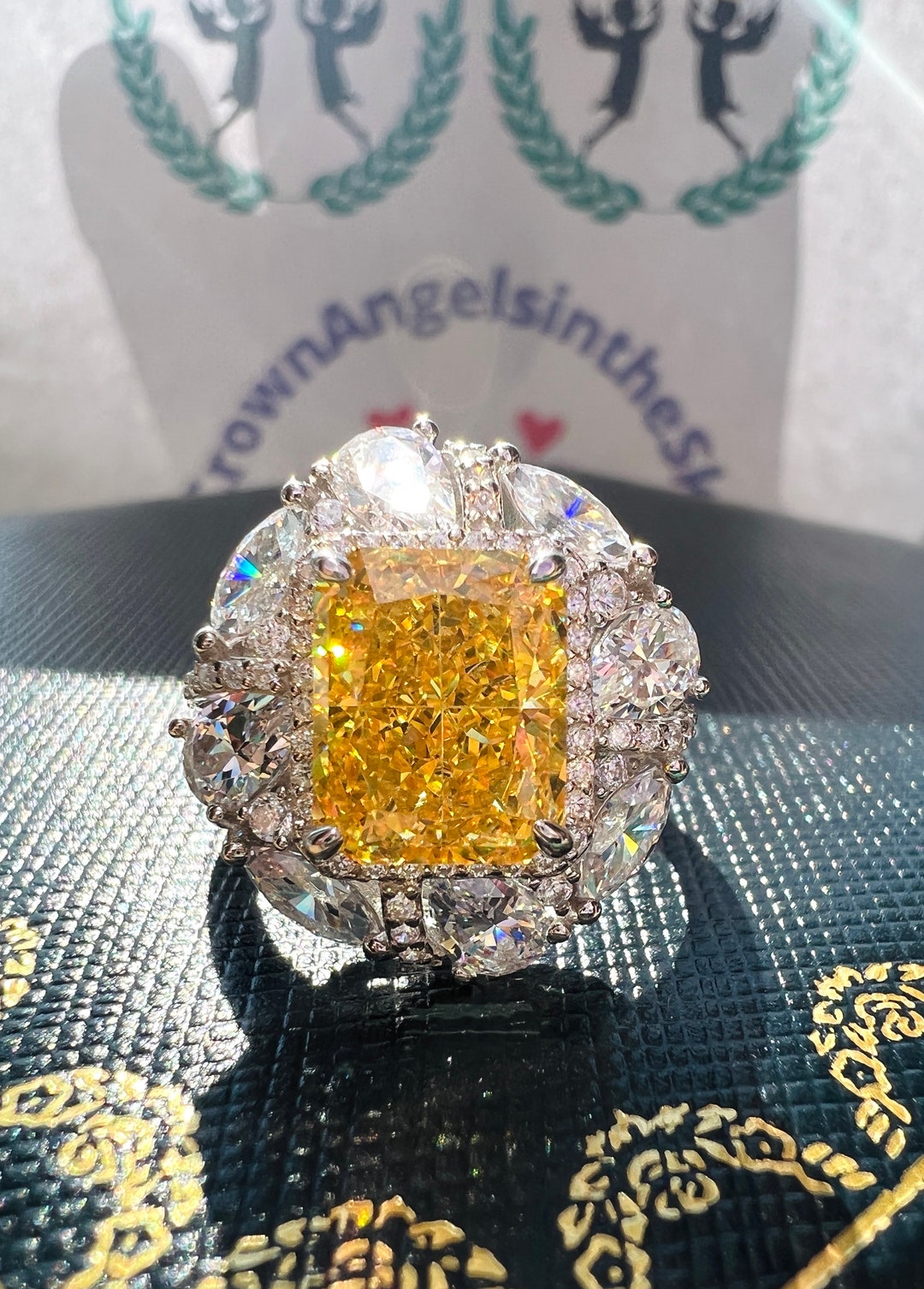 Canary Diamond Cushion Ring HUGE Yellow Cuision Radiant Exquisite ...