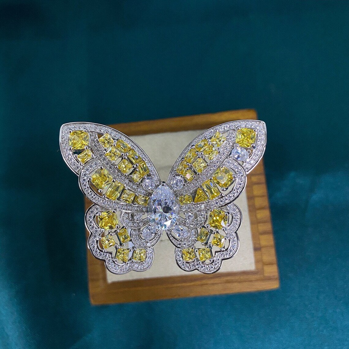 Butterfly RING Exquisite Canary Yellow Diamond Ring Vivid | Etsy