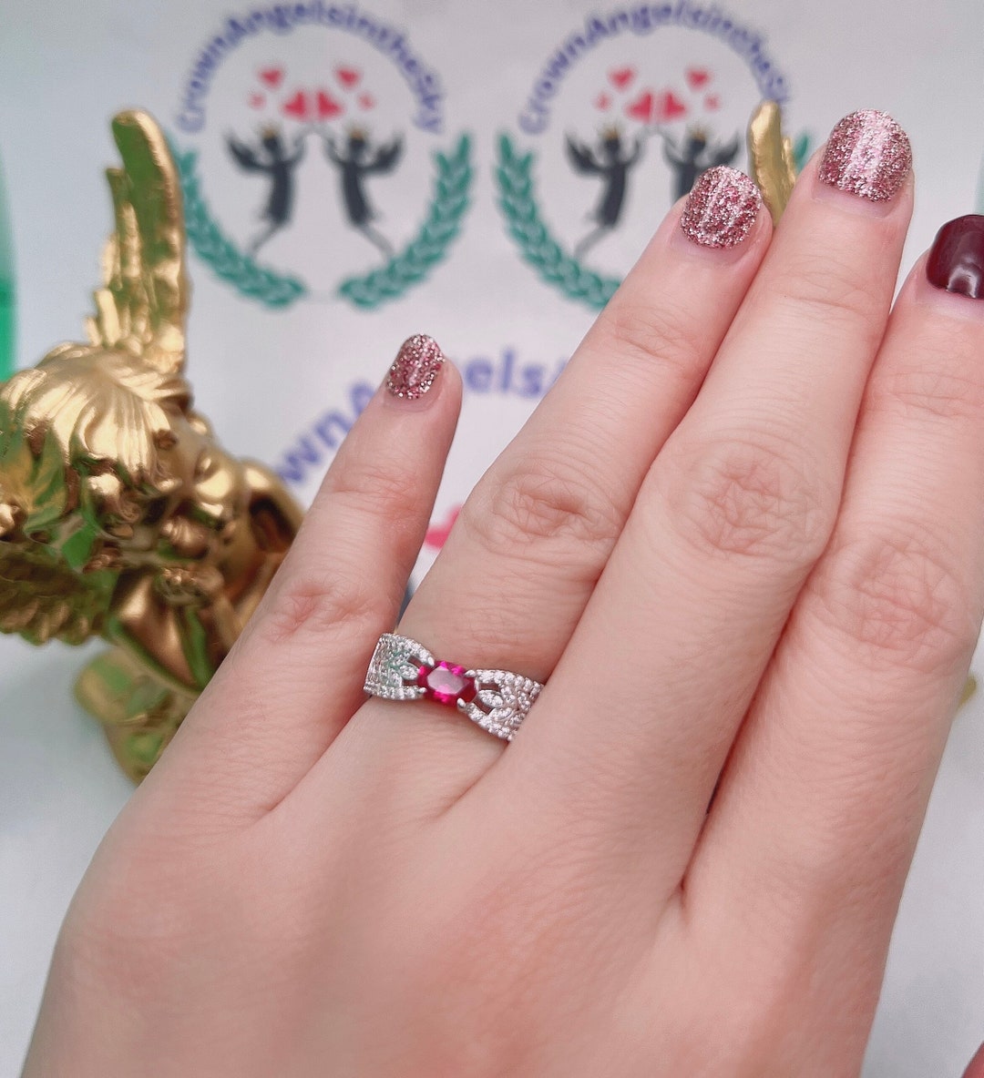 Antique Style Red Ruby Channel Setting Ring Exquisite Jewelry Vintage ...