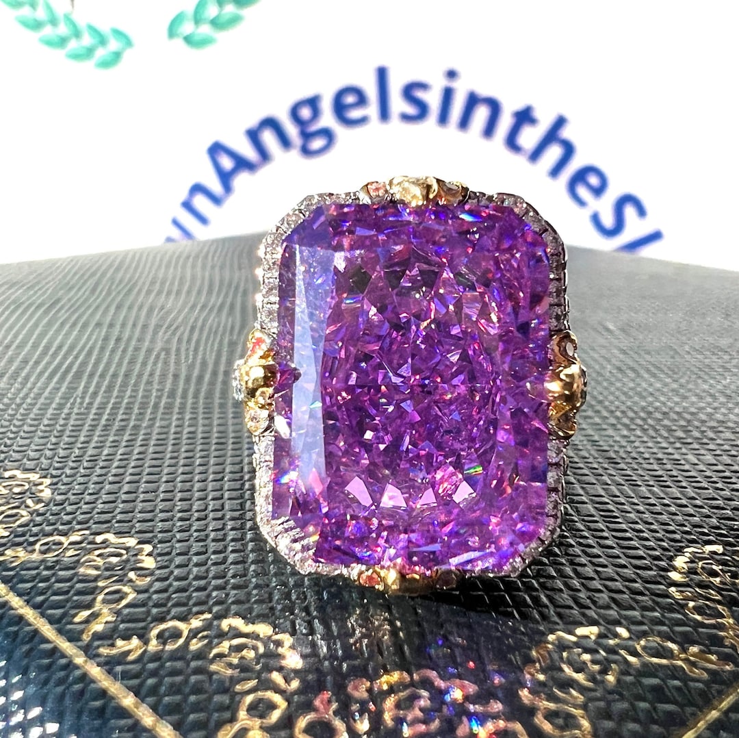 10 Carat Amethyst Ring Classic Rectangular Ring 10*14 Mm Violet ...