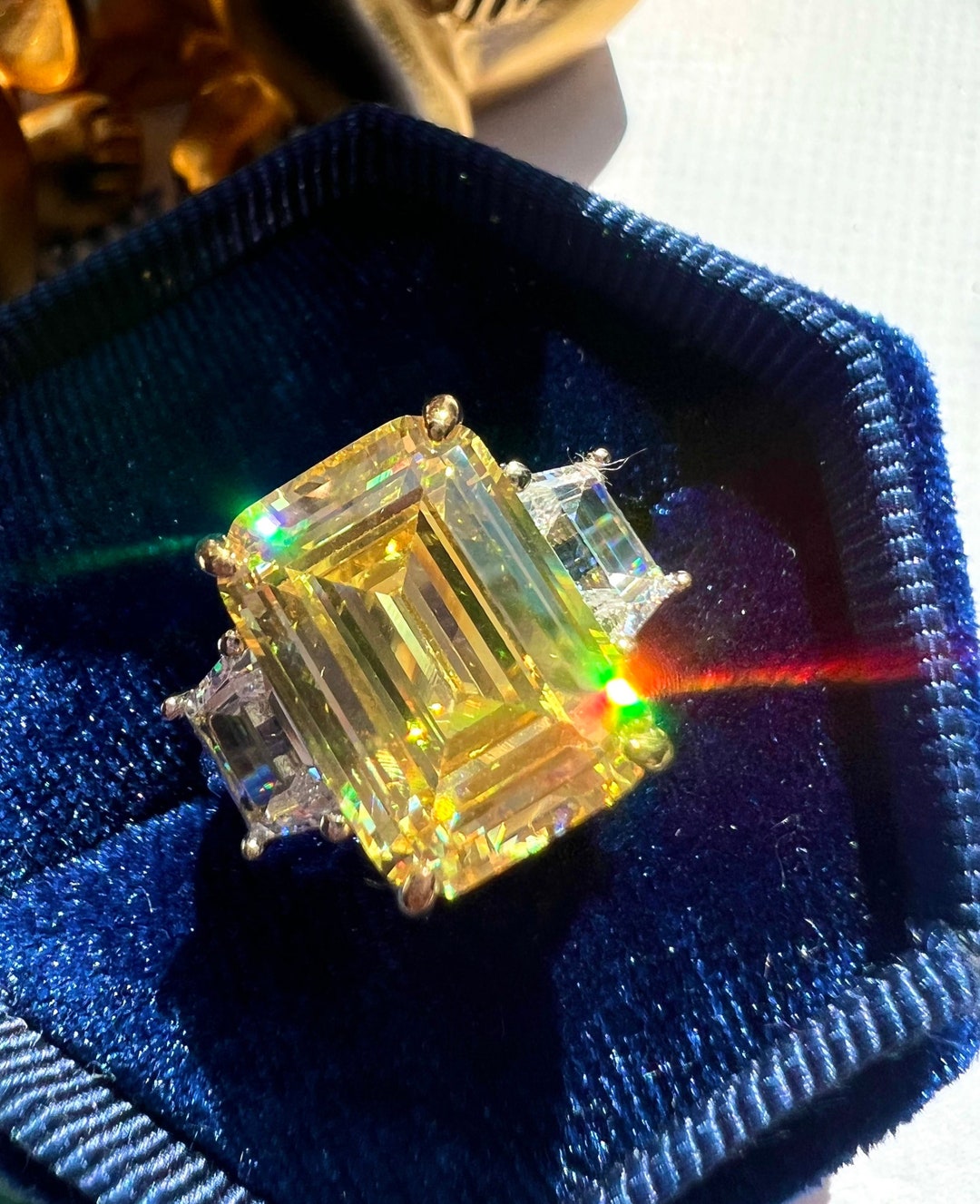 10CT Princess Cut Canary Yellow DIAMOND Ring, 14x10mm Fabulous Fancy ...