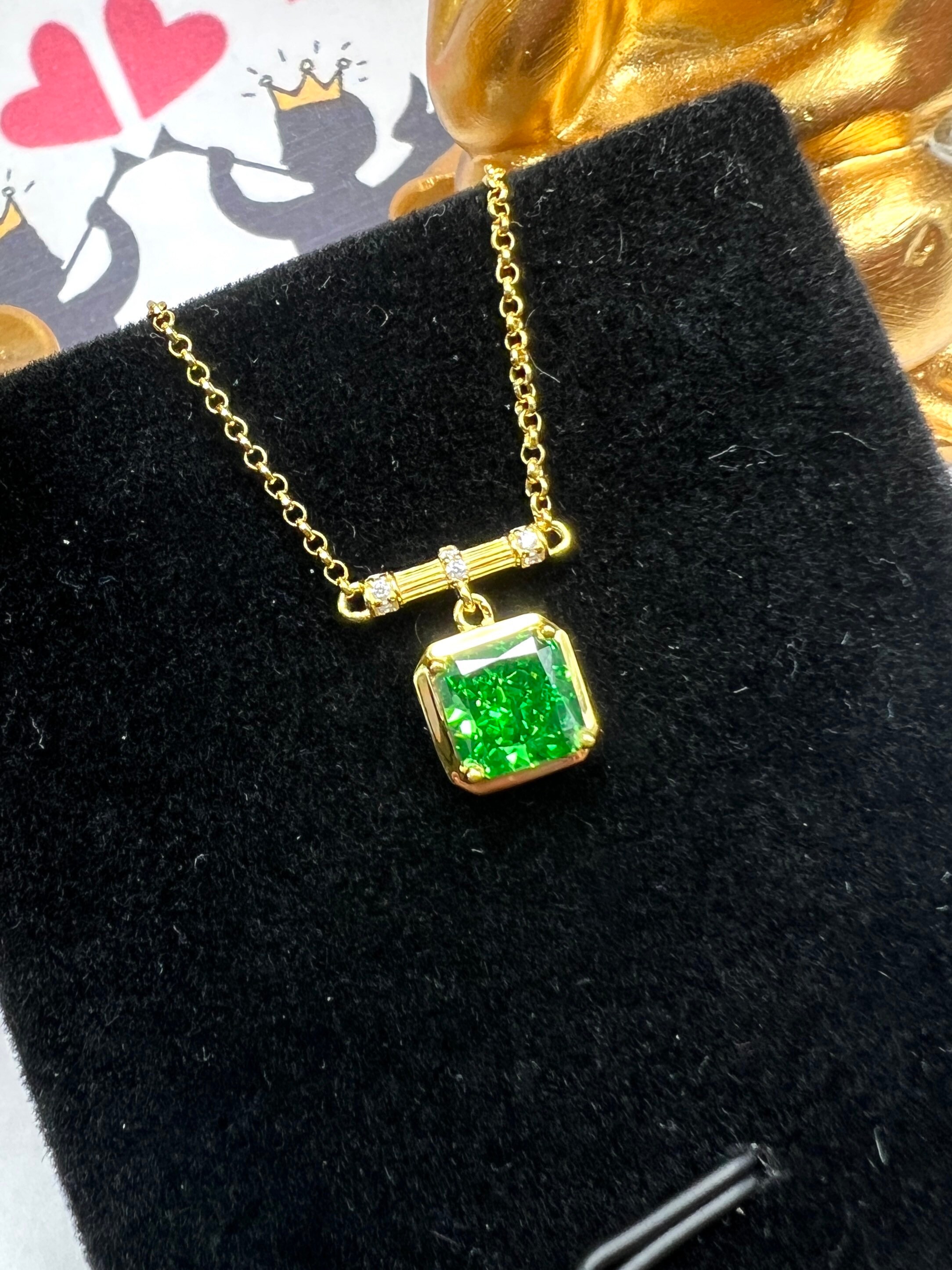 Dainty Stunning Pendant, MINI Fancy Forest Green Pendant Exquisite ...