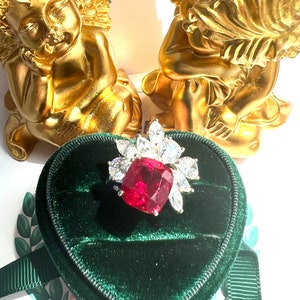Genuine Lab-grown Red Ruby, Luxury Flower Floral Ring Jewelry, Unique ...