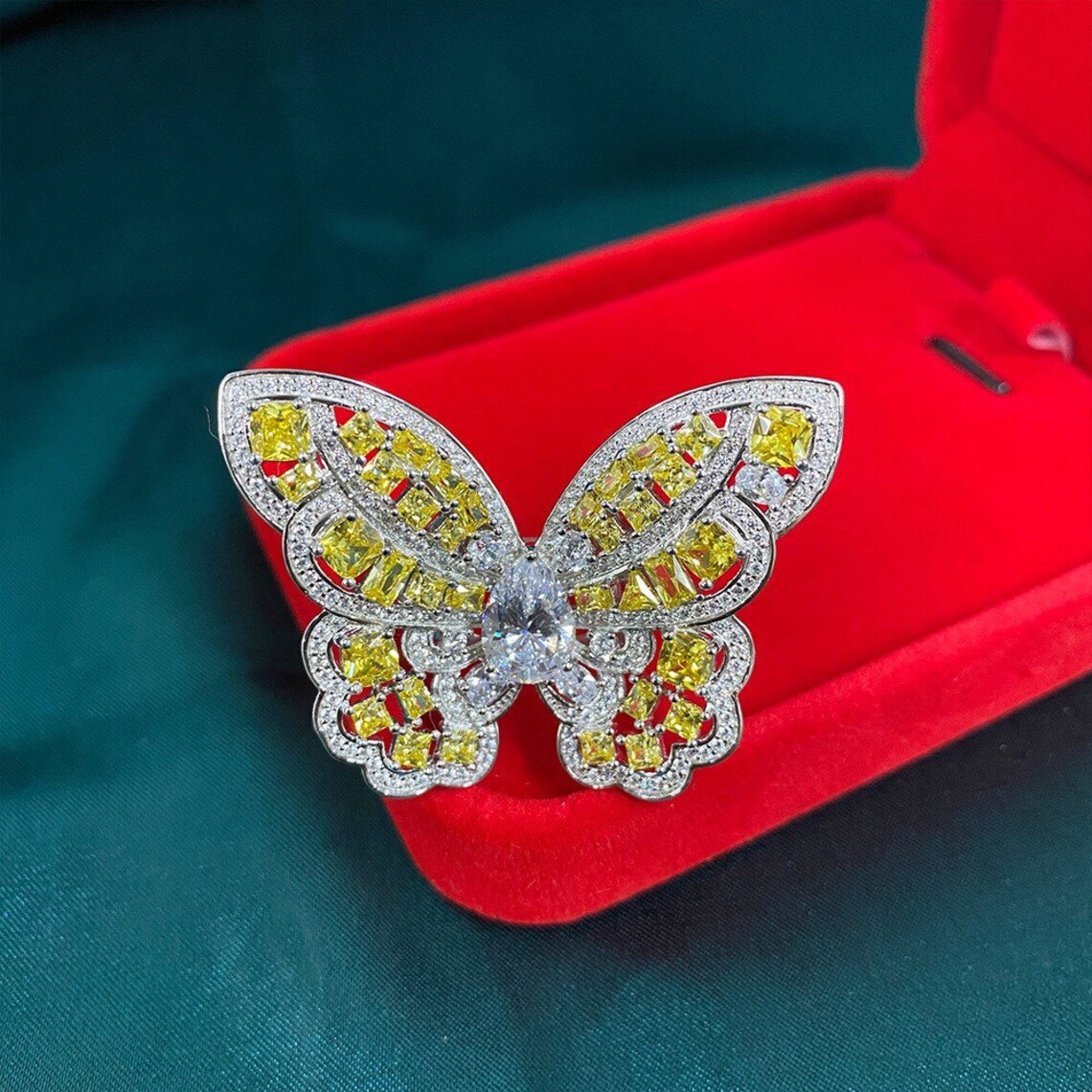 Butterfly RING Exquisite Canary Yellow Diamond Ring Vivid | Etsy