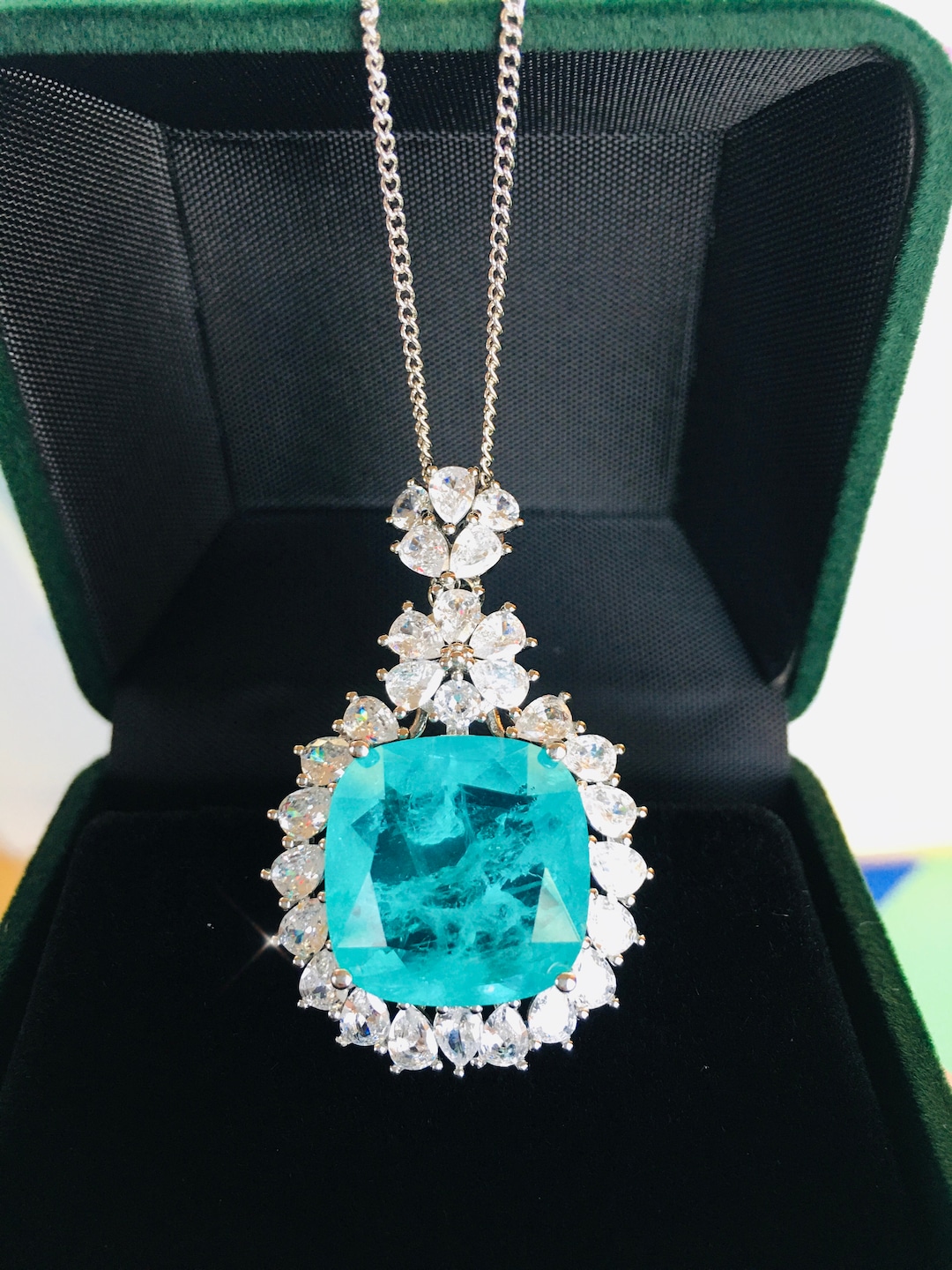 Magnificent BLUE PARAIBA TOURMALINE Jewelry Pendant , Exotic Neon Vivid ...