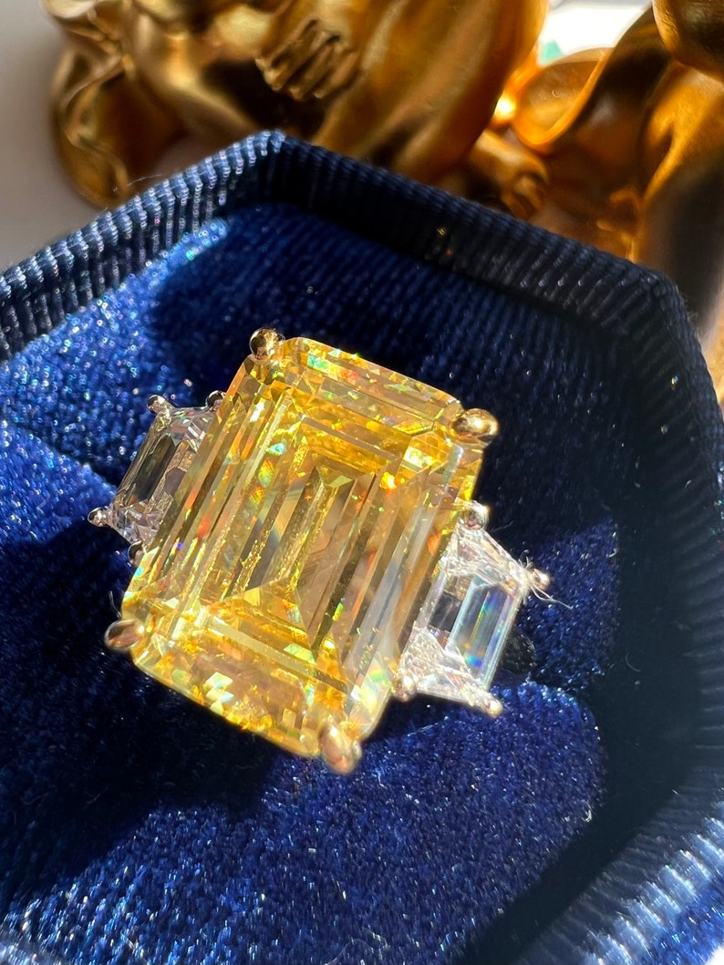 10CT Princess Cut Canary Yellow DIAMOND Ring 14x10mm Fabulous - Etsy