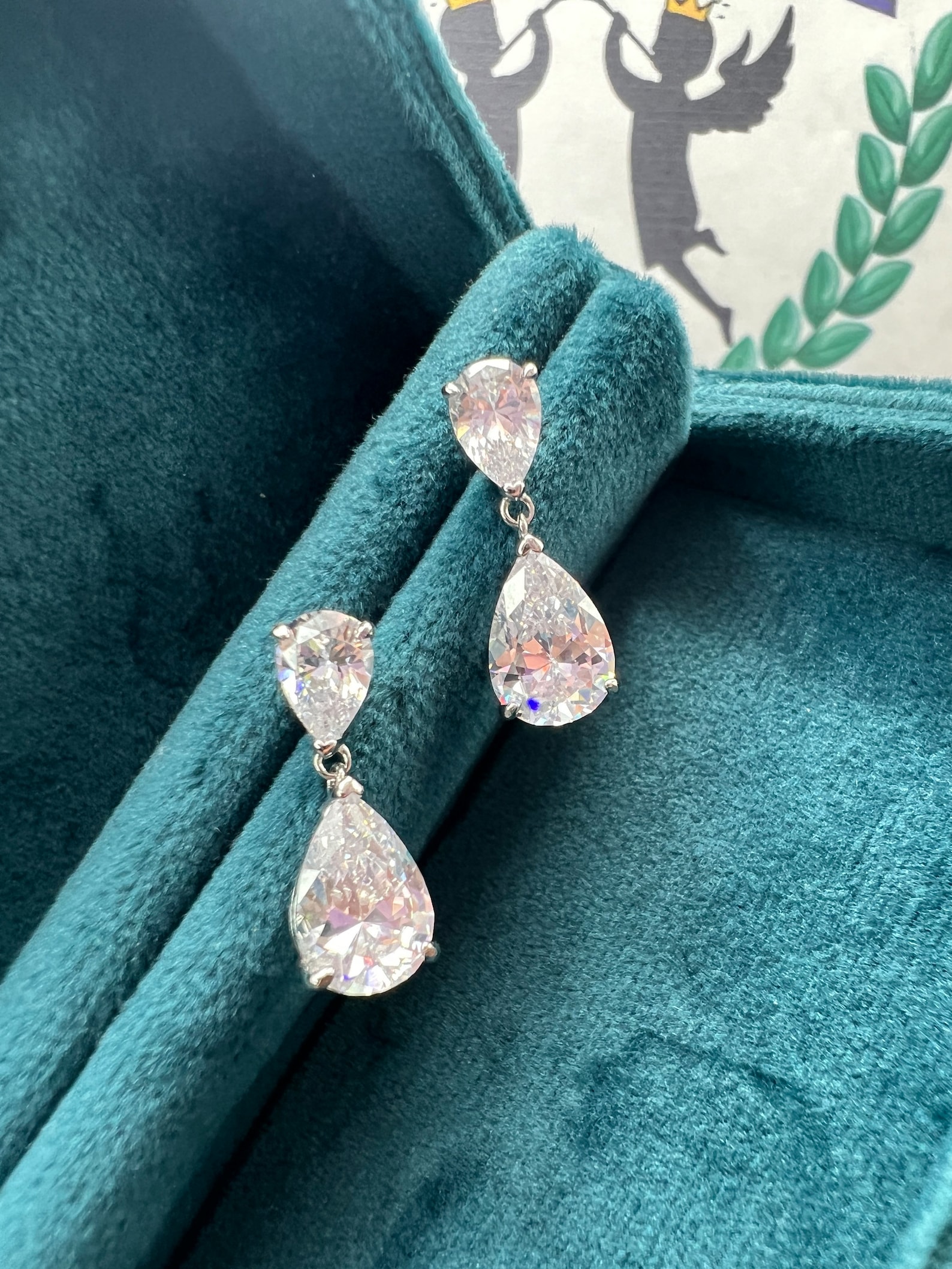 3 Carat Mini Dainty Pear Diamond Drop Dangle Earrings Exquisite ART ...