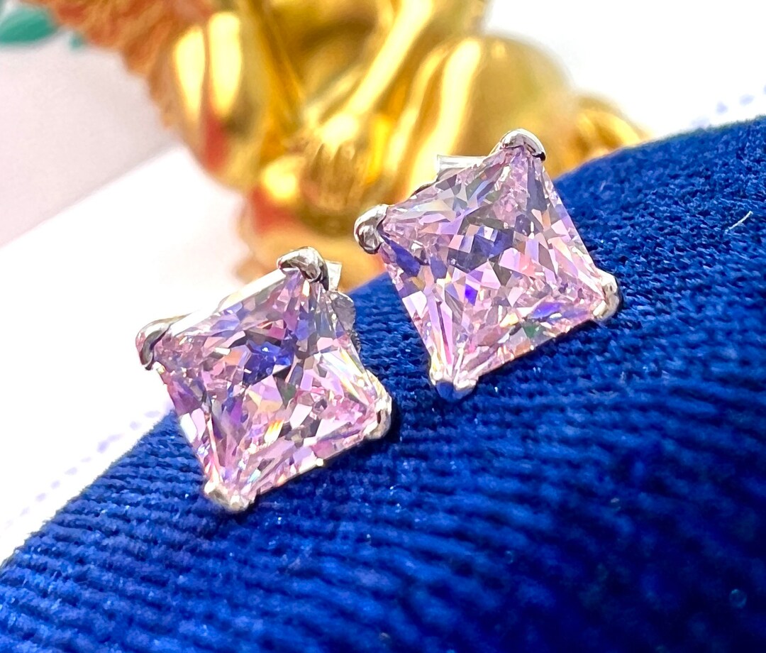 Pink Diamond Stud Fabulous Light Pink Simulated Diamond - Etsy