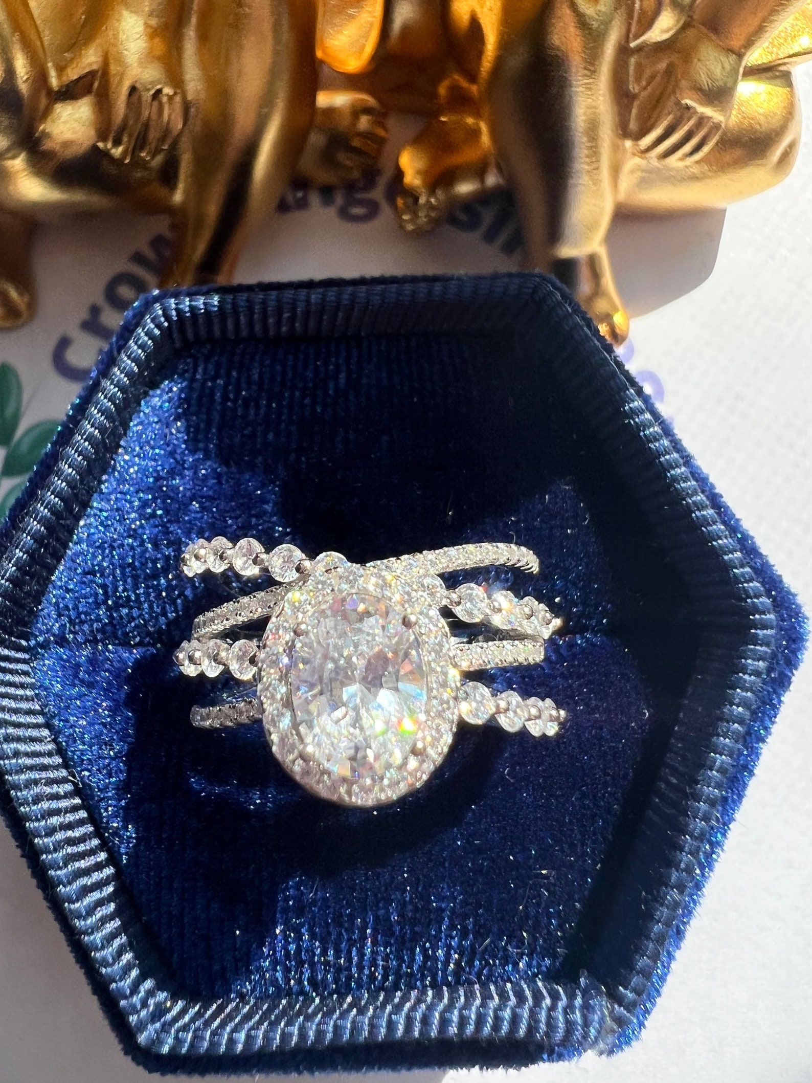 Oval Diamond Multilayer Ring Luxury Fancy Ring Unique - Etsy