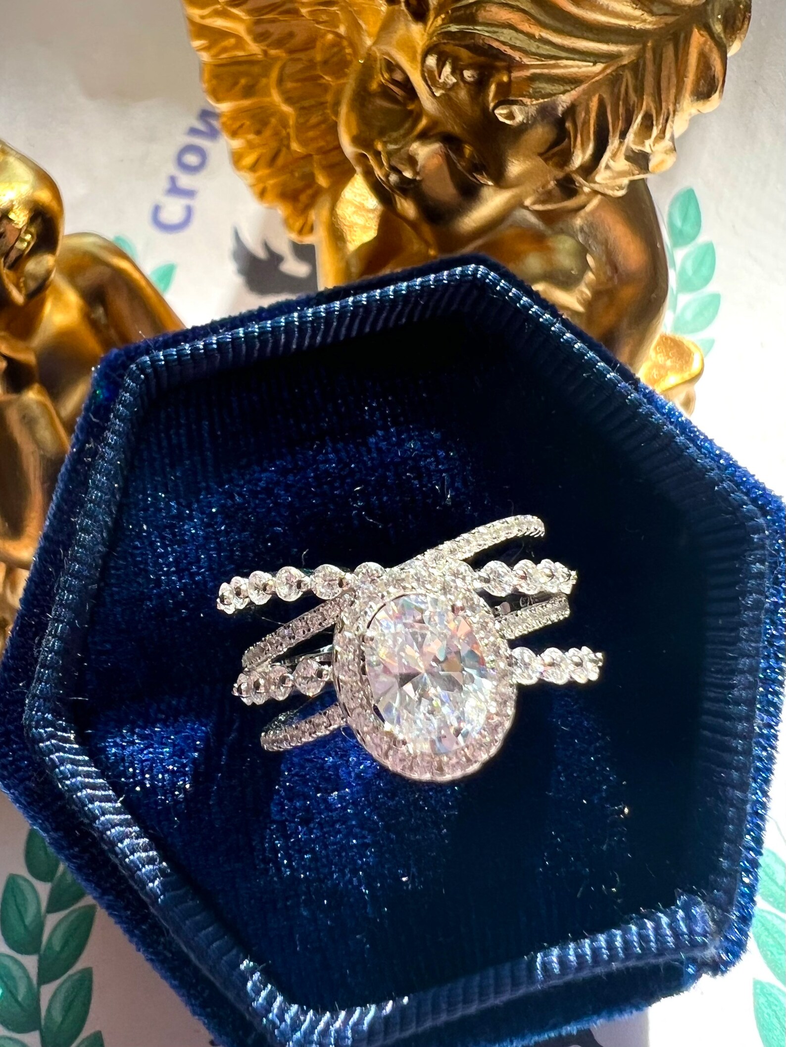 Oval Diamond Multilayer Ring Luxury Fancy Ring Unique - Etsy