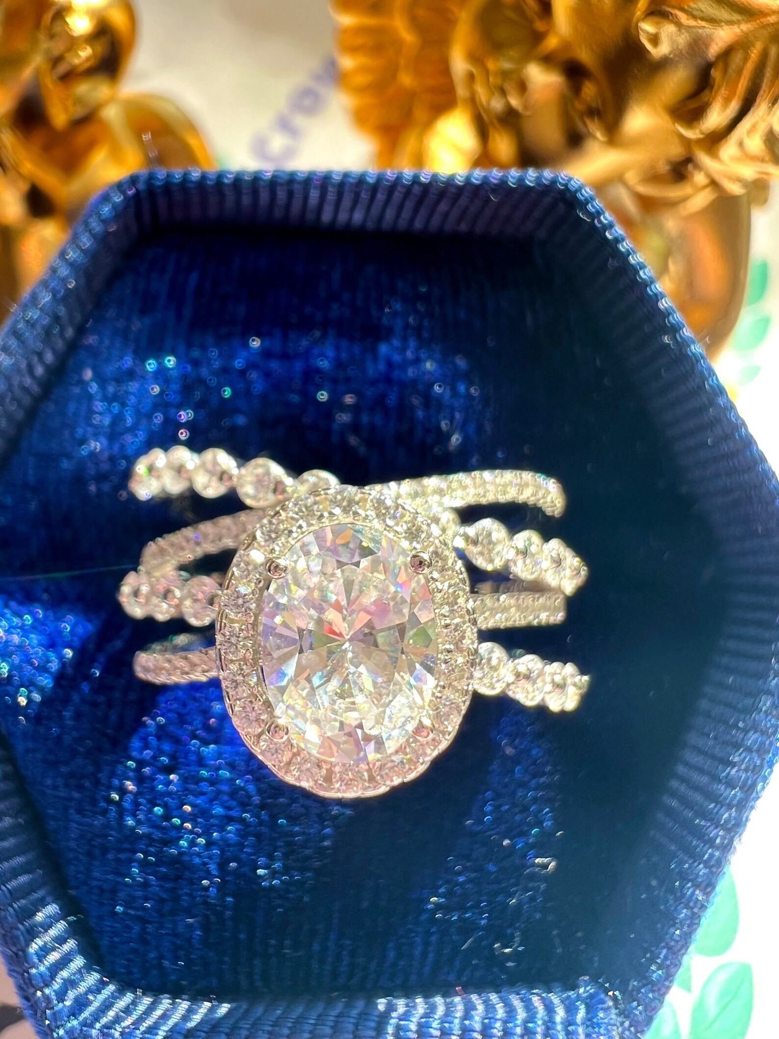 Oval Diamond Multilayer Ring Luxury Fancy Ring Unique - Etsy