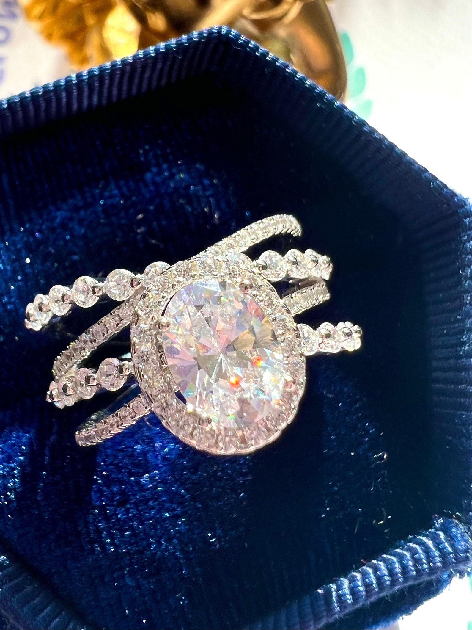 Oval Diamond Multilayer Ring Luxury Fancy Ring Unique - Etsy