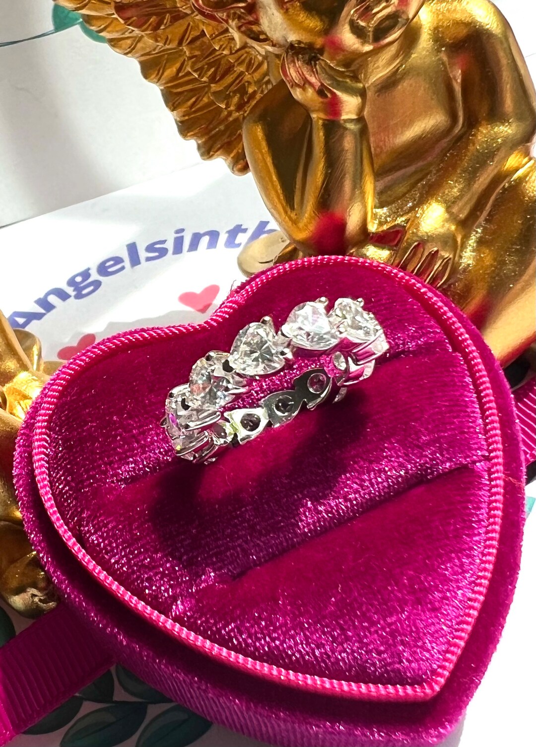 14 Carat Full of Diamond Simulant Eternity Heart Band Ring, Best ...
