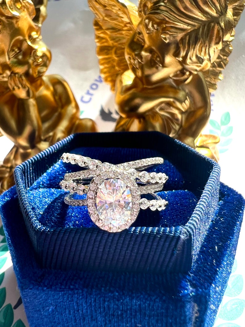 Oval Diamond Multilayer Ring Luxury Fancy Ring Unique - Etsy