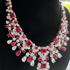 WEDDING Party Bridal Necklace, Luxury Necklace, Full of Genuine Ruby ...