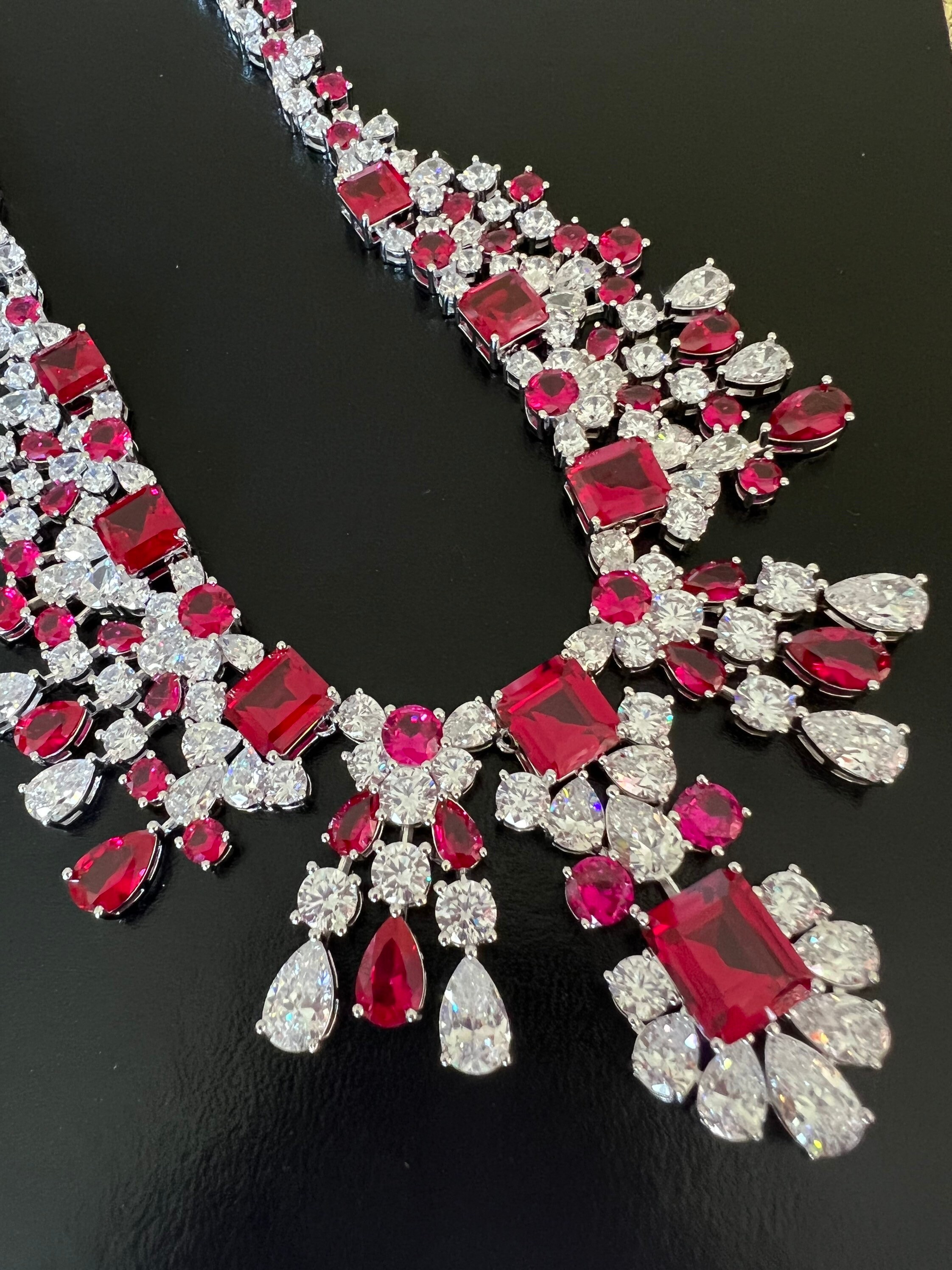 WEDDING Party Bridal Necklace, Luxury Necklace, Full of Genuine Ruby ...